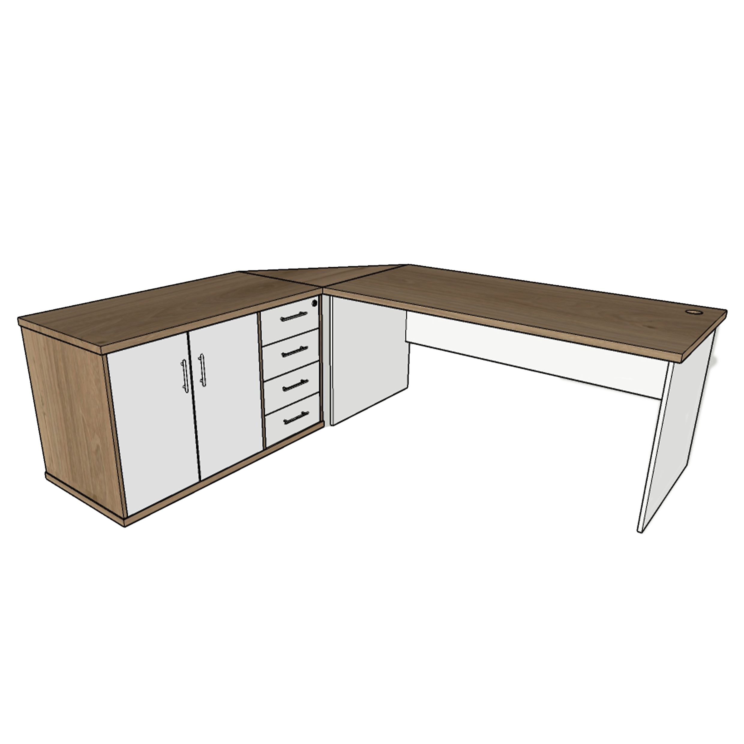 Panel Desk_Hinged Door Pedenza With Corner Link